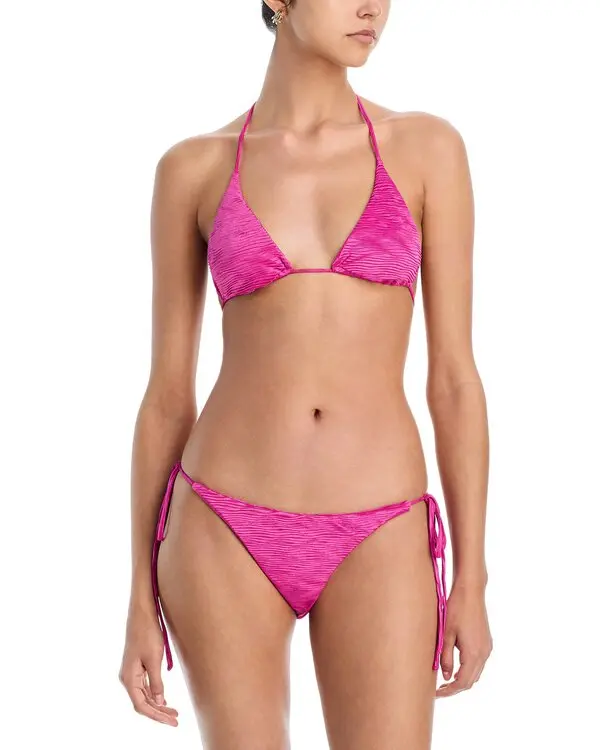 Peixoto Benji Wavy Halter Bikini Top - Magenta Waves