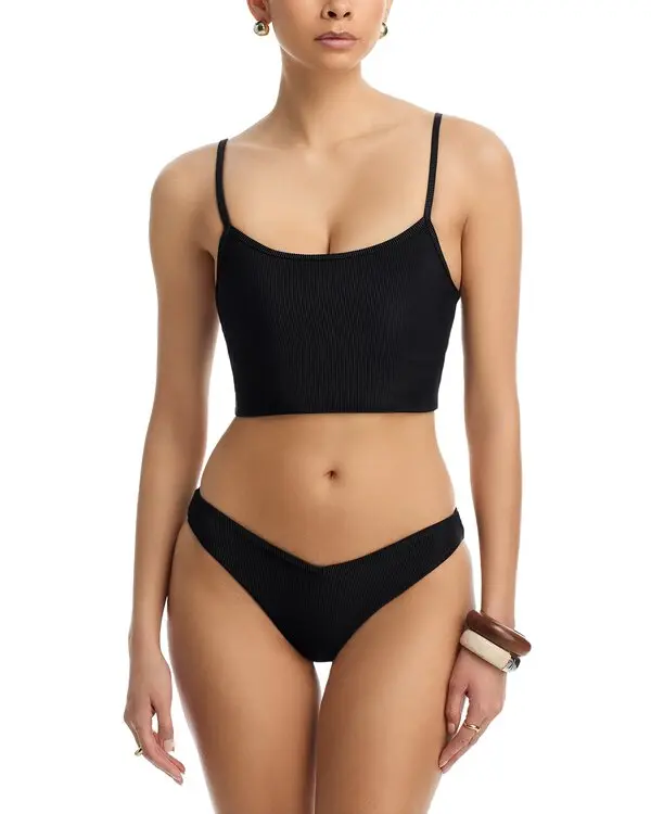 Beach Riot Elara Soft Rib Bikini Top - Black
