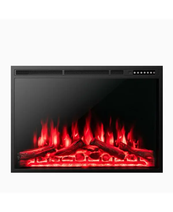 SUGIFT 37 Inch Electric Fireplace Recessed With Adjustable Flames - Black