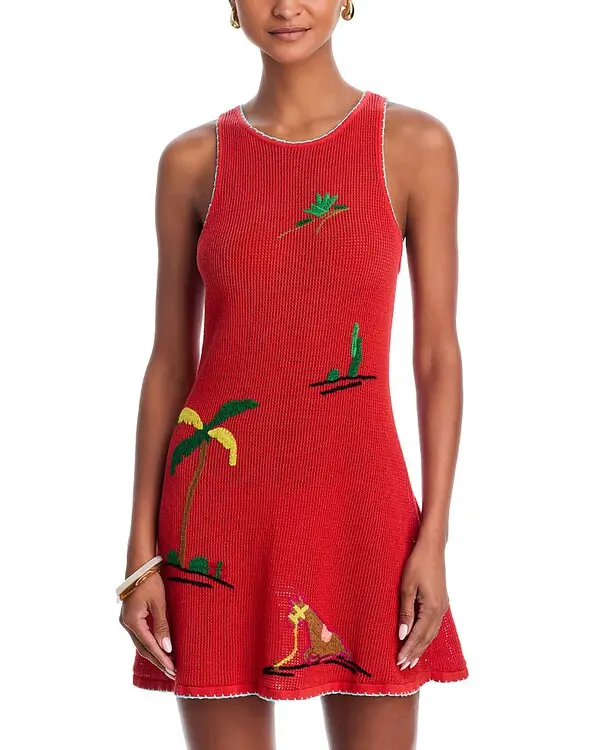 Staud Marea Embroidered Cover-up Dress - Riviera Flame