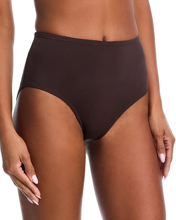 Staud Devon High Rise Bikini Bottom - Dark Chocolate/flame