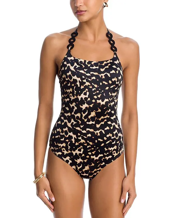 Staud Laird One Piece Swimsuit - Tortoise