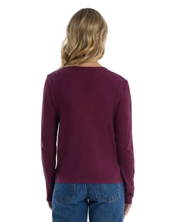 Wilt Mixed Media Lace Inset Tee - Dark Fig