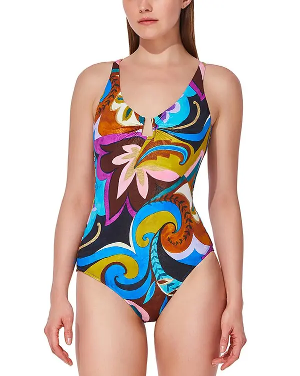 GOTTEX Coverage U Wire One Piece Swimsuit - Multi Brown