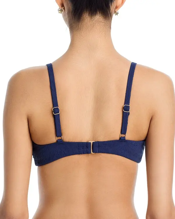 Aqua O-ring Bralette Bikini Top - Navy