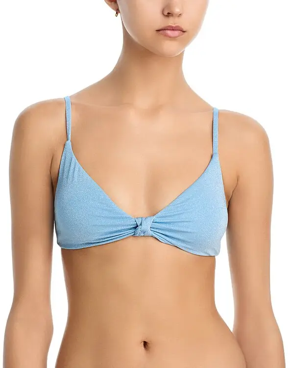 Aqua Knot Bralette Bikini Top - Retro Blue Sparkle