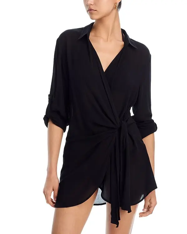 Aqua Swim Cover-up Wrap Shirt - Black