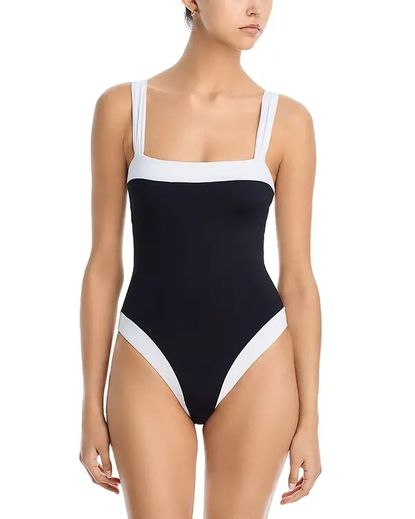 Aqua Colorblocked One Piece Swimsuit - White/black