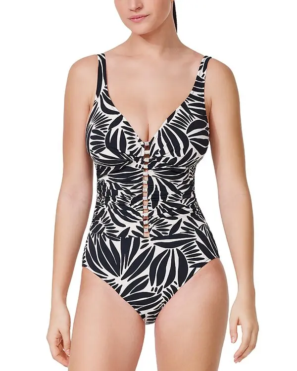 GOTTEX V Neck One Piece Swimsuit - Black/white