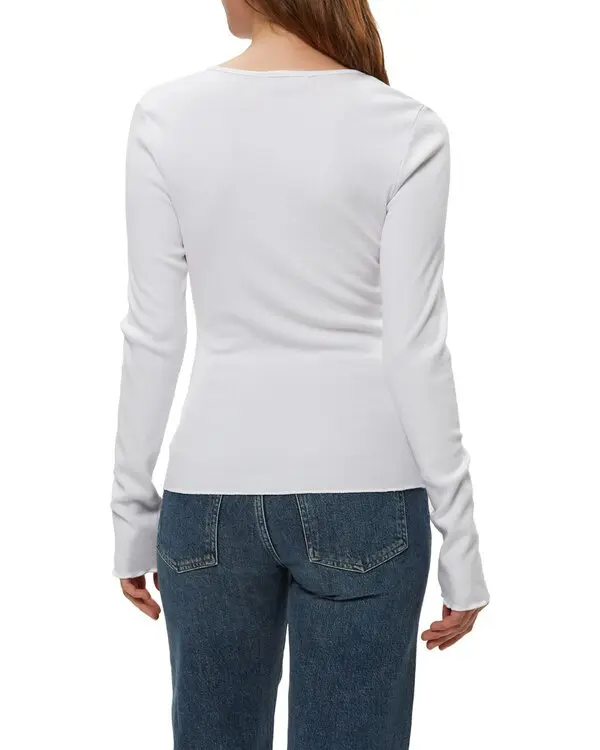 Michael Stars Salem Mixed Placket Henley Tee - White