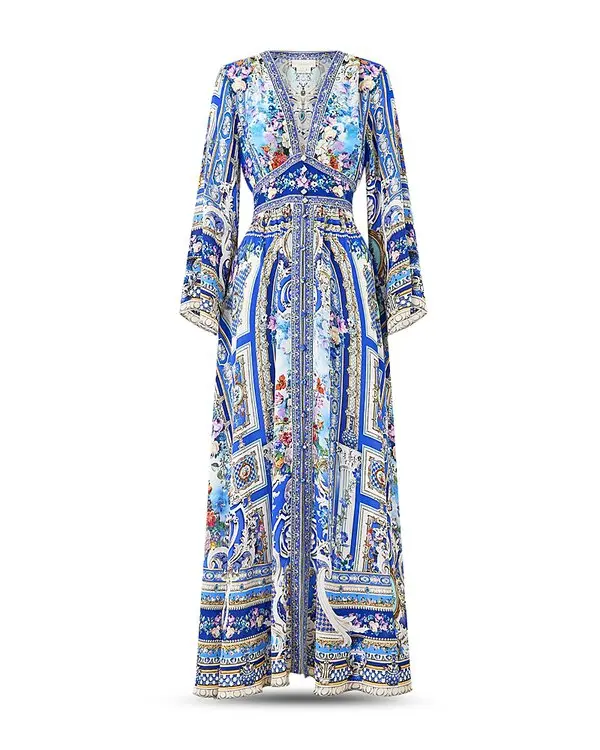 Camilla Kimono Sleeve Silk Dress Swim Cover-up - Ottoman Opulence