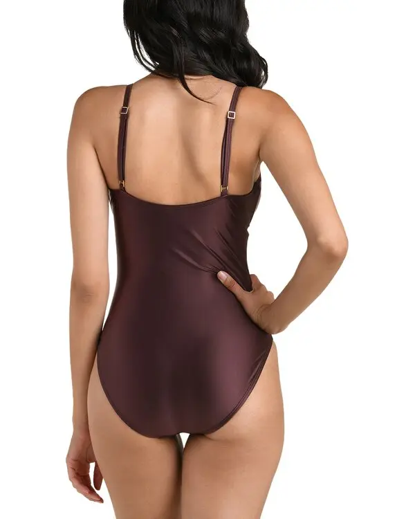 La Blanca Earth Goddess V-neck One-piece Swimsuit