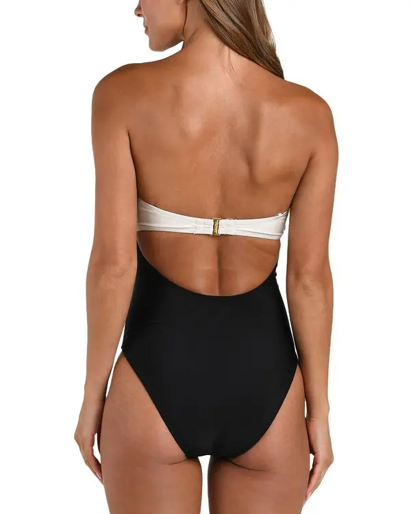 L'Agence Emilia Solids Color Block Bandeau One Piece Swimsuit
