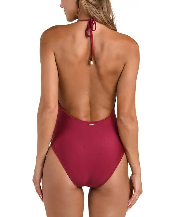 L'AGENCE Terra Shimmer Plunge One Piece Swimsuit