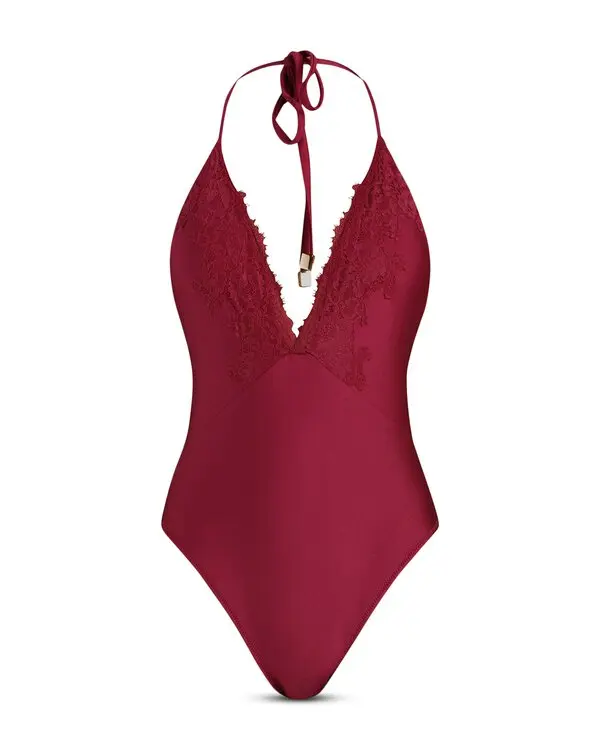 L'AGENCE Terra Shimmer Plunge One Piece Swimsuit