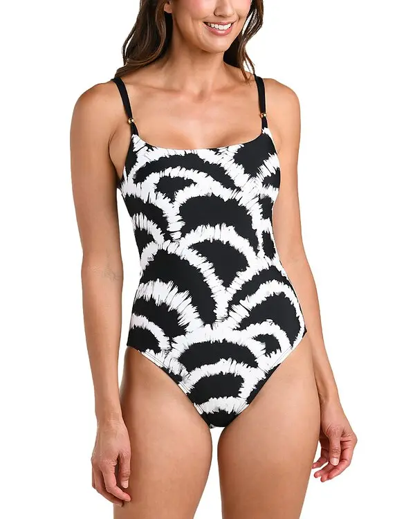 La Blanca Woven Shadows Lingerie One Piece Swimsuit - Black