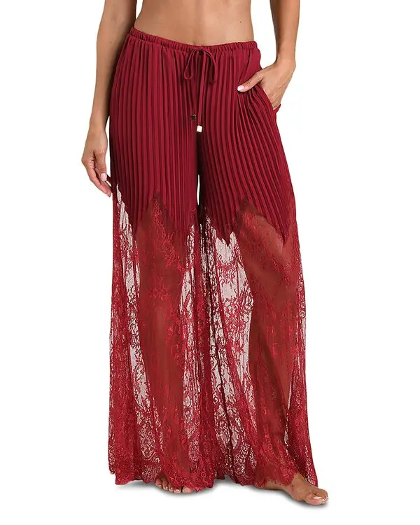L'Agence Sharon Lace Wide Leg Pants - Black Cherry
