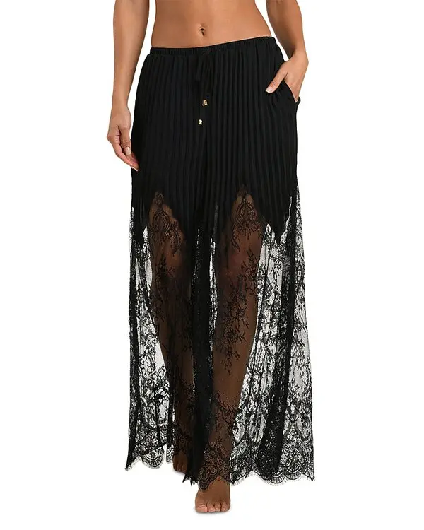 L'Agence Sharon Lace Wide Leg Pants - Black