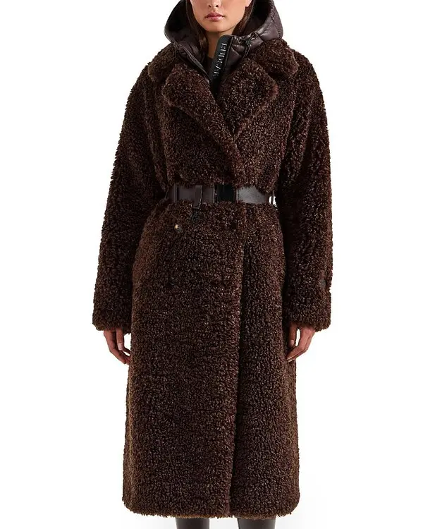 Rudsak Long Teddy Jacket With Removable Hood - Espresso
