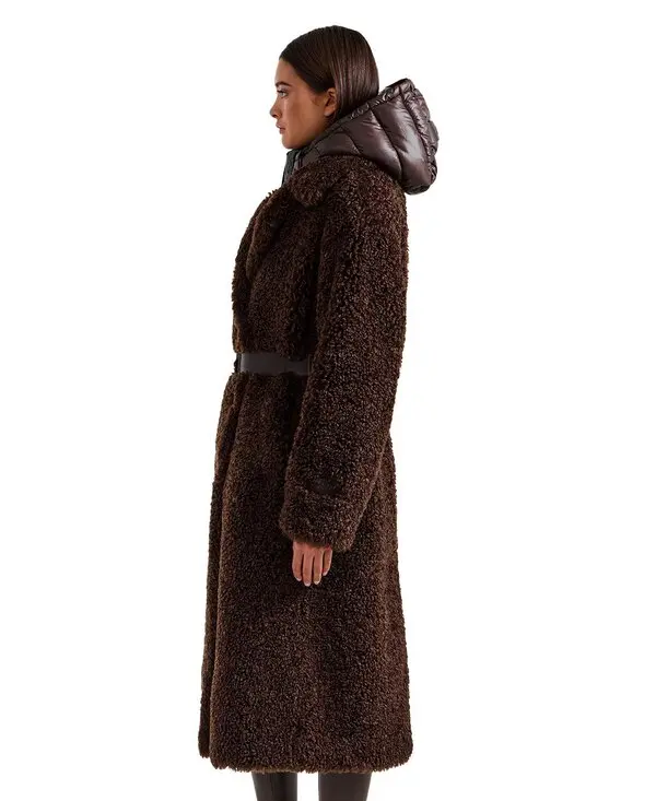 Rudsak Long Teddy Jacket With Removable Hood - Espresso