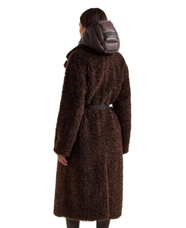 Rudsak Long Teddy Jacket With Removable Hood - Espresso