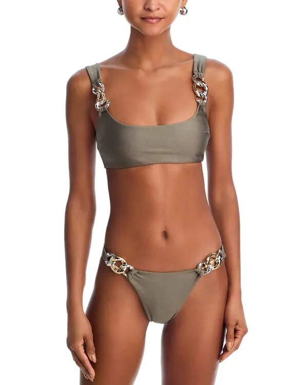 Simkhai Wilda Scoop Neck Bikini Top - Fern