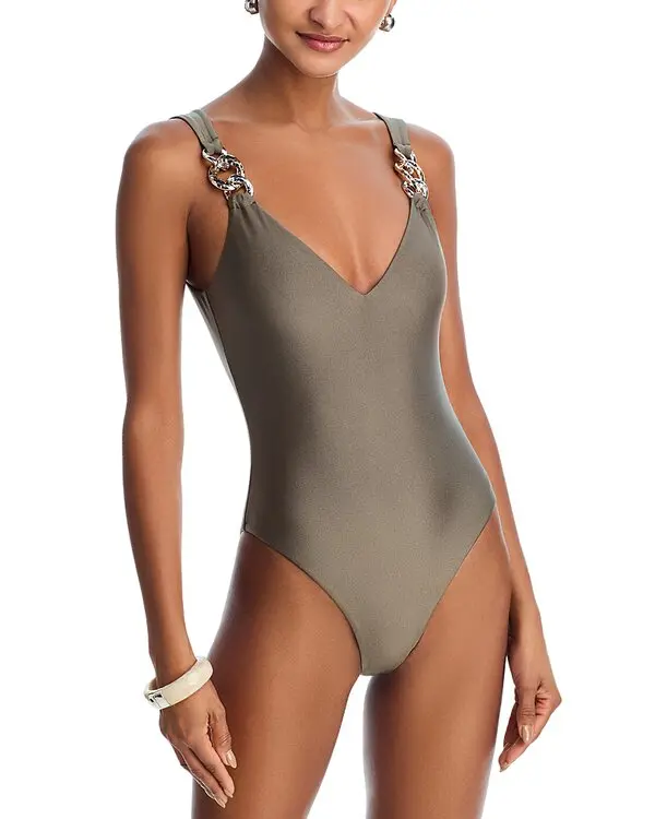 Simkhai Regan V-neck One-piece Swimsuit - Fern
