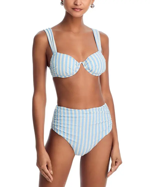 Simkhai High Waisted Ruched Bikini Bottom