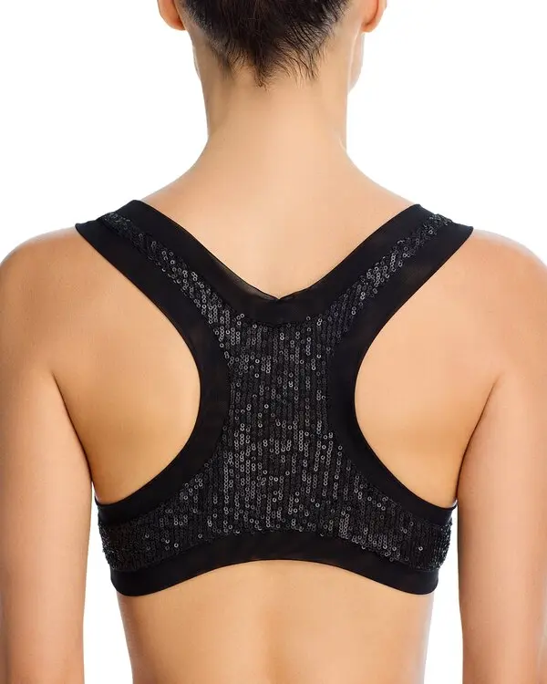 Norma Kamali Racer Sequin Swim Bra Bikini Top
