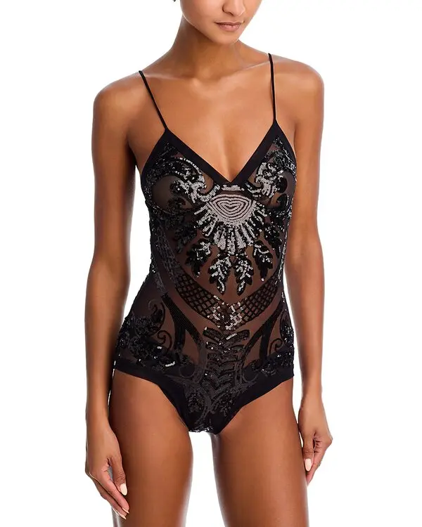 Norma Kamali Embellished Slip Bodysuit