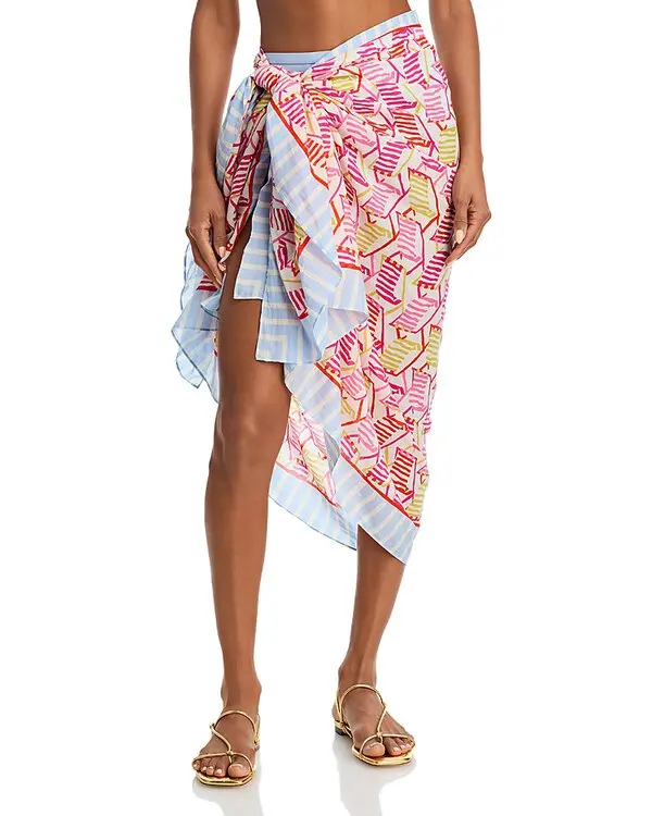 Echo Beach Lounge Sarong Swim Cover-up - Hot Coral