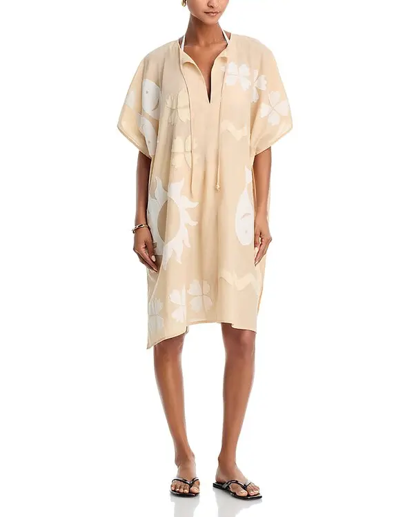 Echo Sunup Applique Caftan Swim Cover-up - Cream