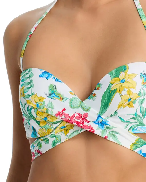 Kobi Halperin Floral Print Halter Bikini Top - Ivory Multi