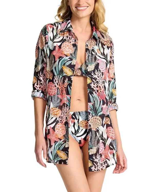 Tommy Bahama Shell Sands Boyfriend Shirt Swim Cover-up