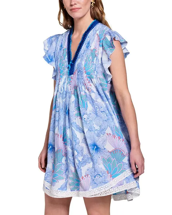 Poupette St Barth Sasha Mini Dress Cover Up - Blue Padang