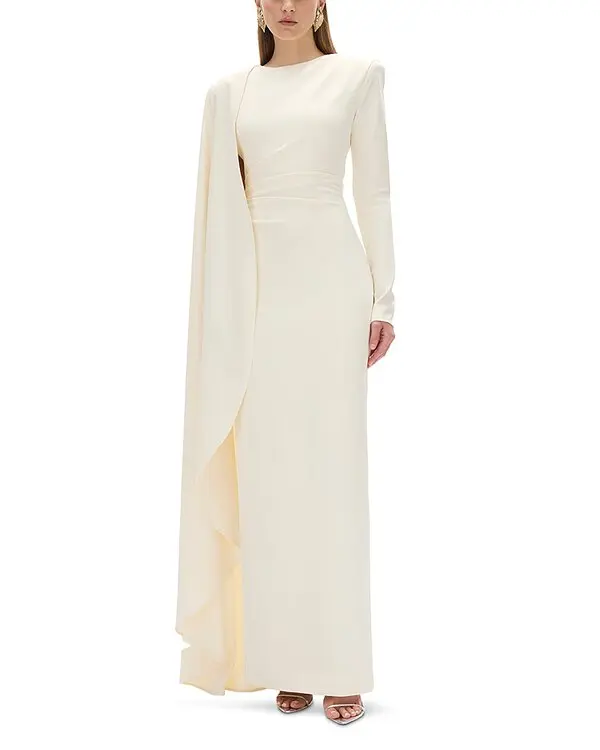 Rachel Gilbert Dion Cape Gown - Creme