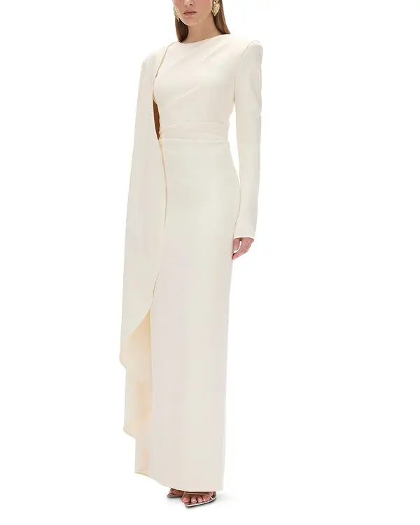 Rachel Gilbert Dion Cape Gown - Creme