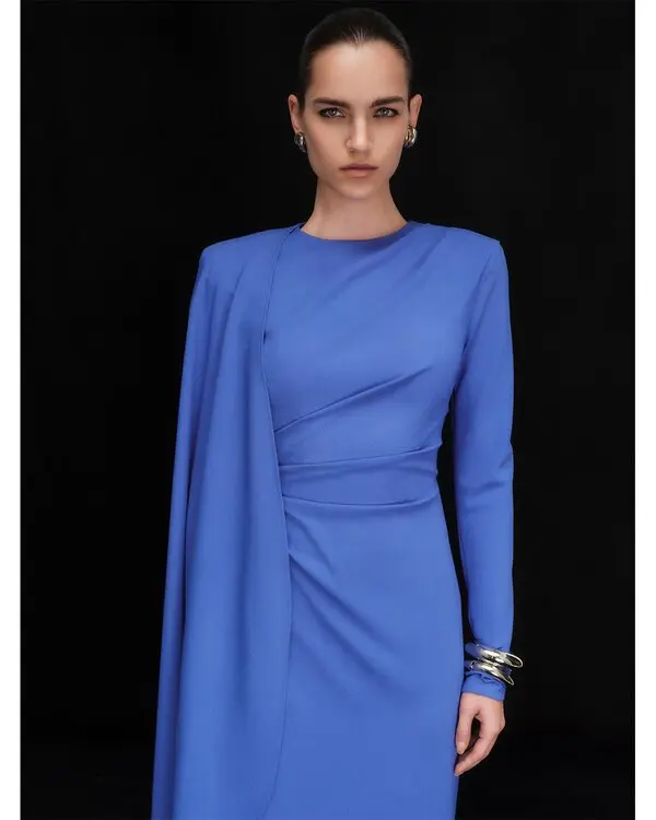 Rachel Gilbert Dion Cape Gown - Blue