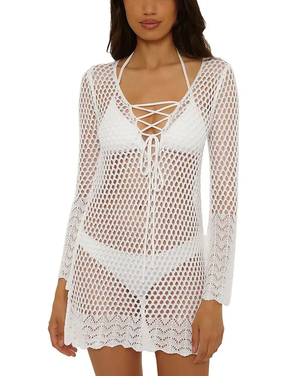 BECCA By Rebecca Virtue Treasure Island Crochet Swim Cover-up Tunic - White
