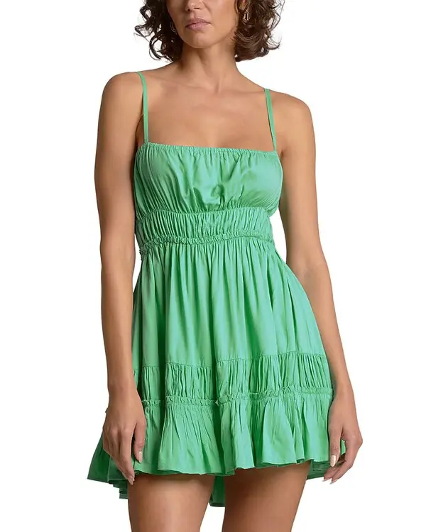 Elan Smocked Open Back Swim Cover Up Mini Dress - Jade