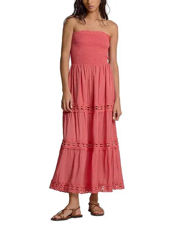 Elan Strapless Swim Cover Up Maxi Dress - Pink Bright