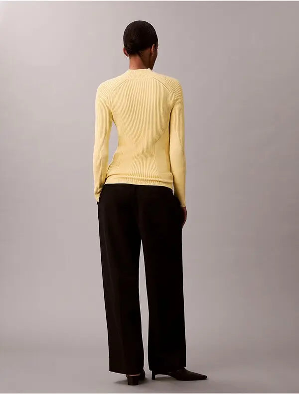 Calvin Klein Cotton Rib Slim Sweater - Custard