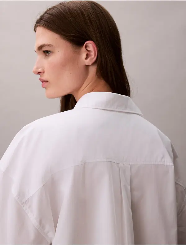 Calvin Klein Poplin Cropped Button-down Shirt - Brilliant White