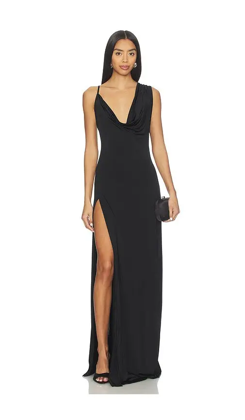 Nbd Tessa Draped Shoulder Maxi Dress