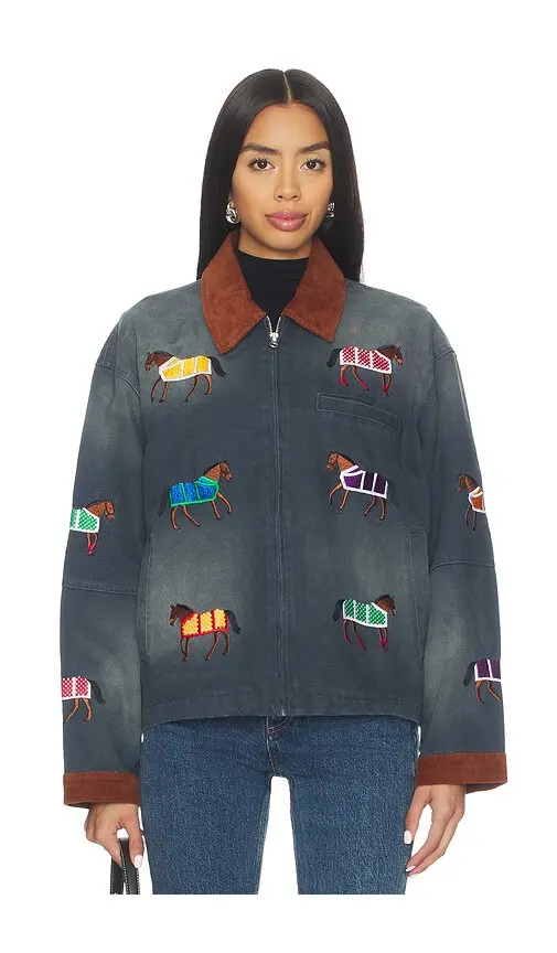 FOUND Lariat Horse Embroidered Work Jacket