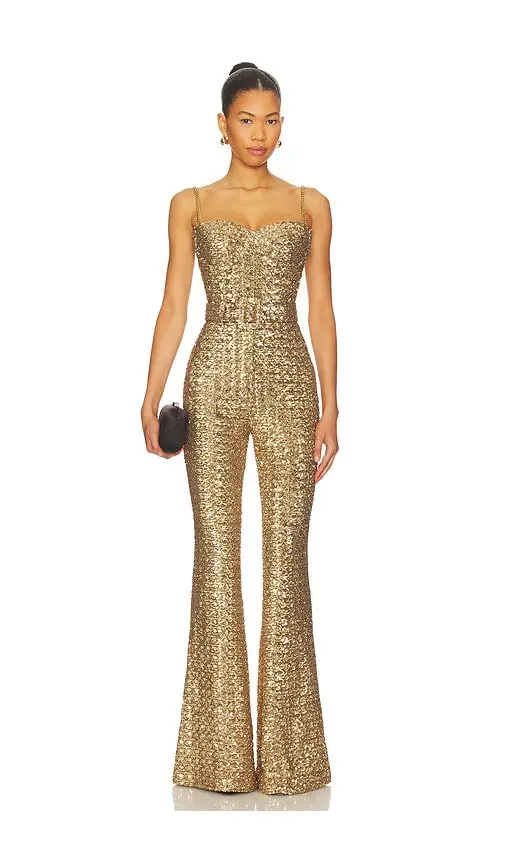 NADINE MERABI Lucinda Metallic Jumpsuit - Gold