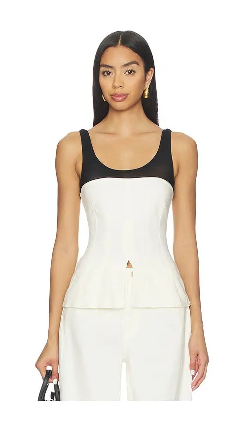 WeWoreWhat Corset Top - Ivory & Black