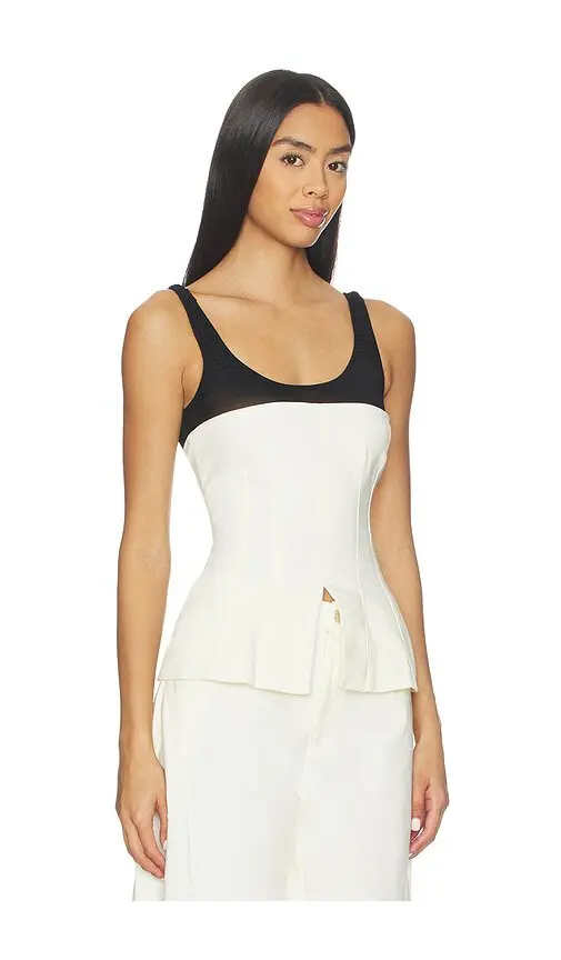 WeWoreWhat Corset Top - Ivory & Black