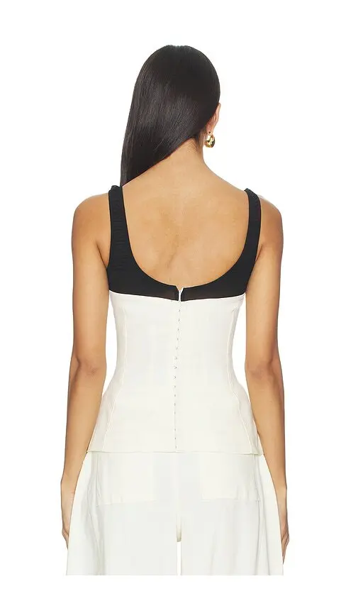 WeWoreWhat Corset Top - Ivory & Black