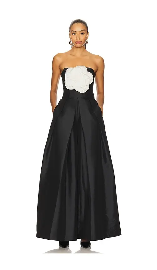 PatBO Taffeta Bloom Jumpsuit - Black